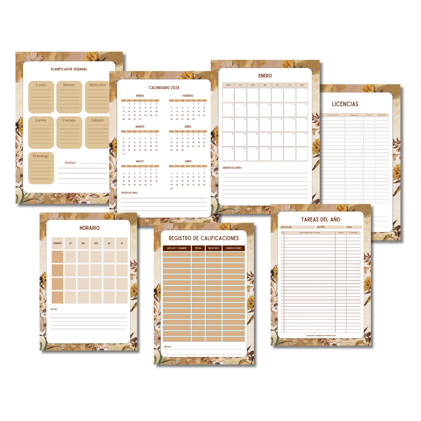 Planner docente imprimible- VINTAGE
